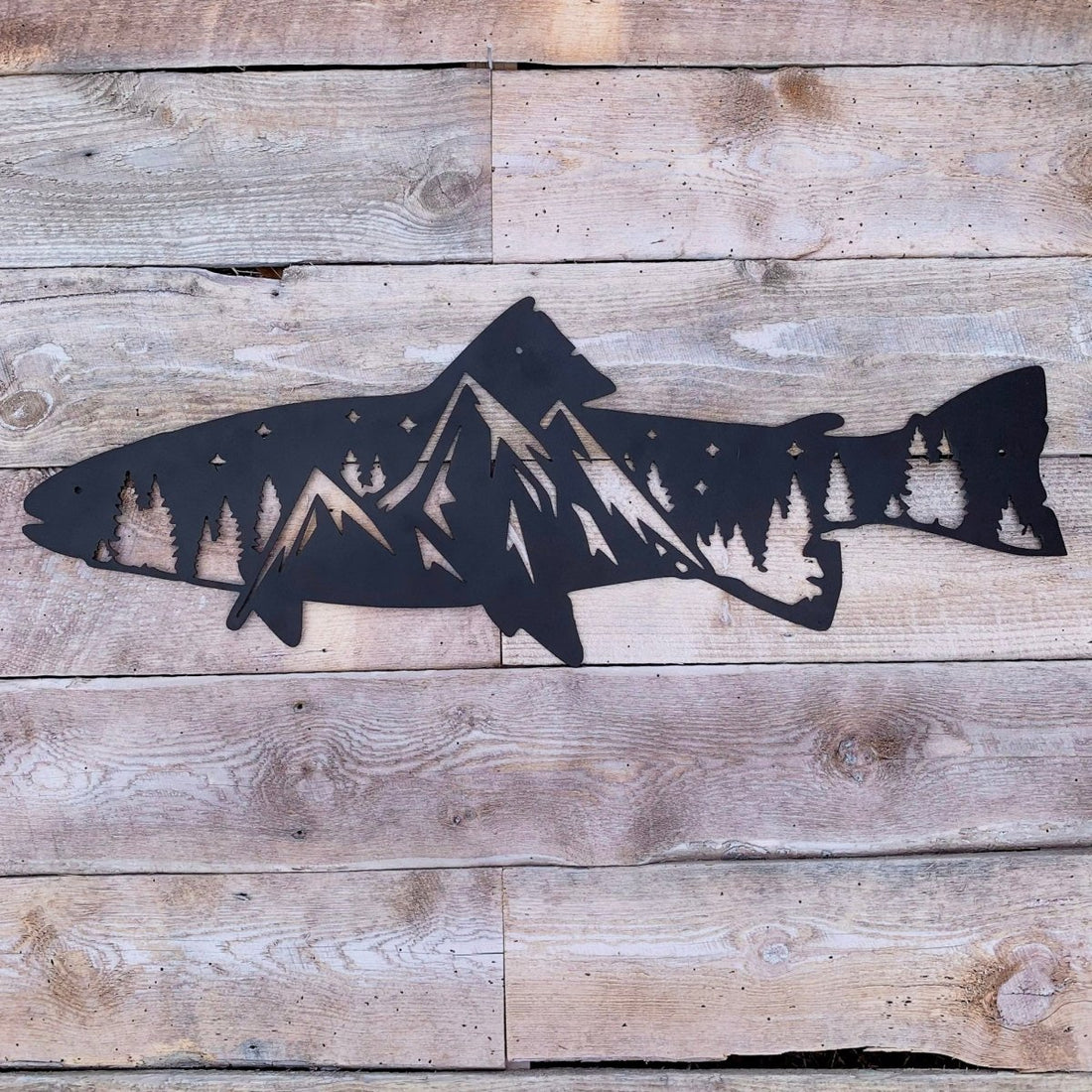 Trout Mountain Scene Metal Sign – The Iron Hutch